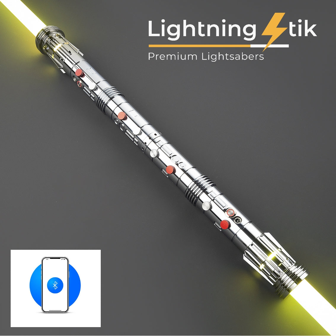 Realistic Metal Saber Neo LED-Pixel Bluetooth Double Blade Staff Saber ...